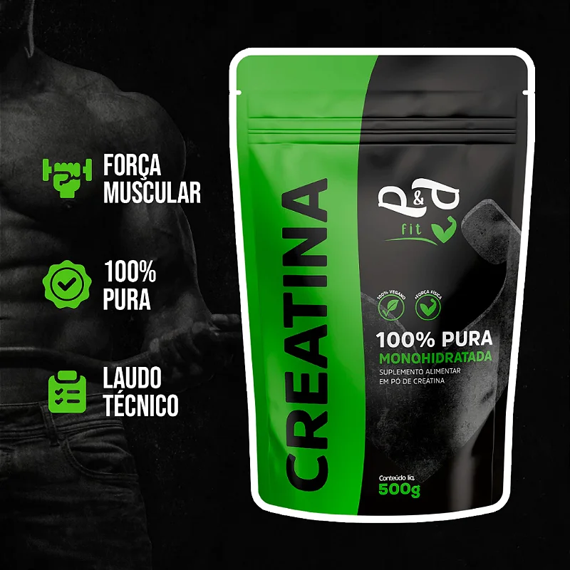 Creatina 500g 100% Pura Monohidratada - P&P FIT - TitaniumSuplly.BR