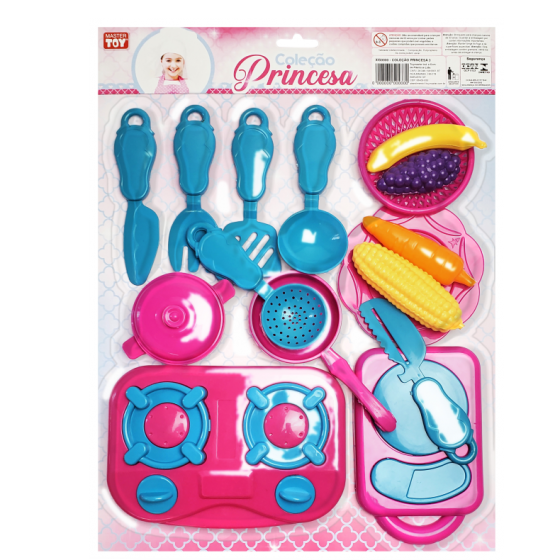 KIT COZINHA COMPLETO PRINCESA C/ 16 PECAS - TOYMASTER - Tem de Tudo VR