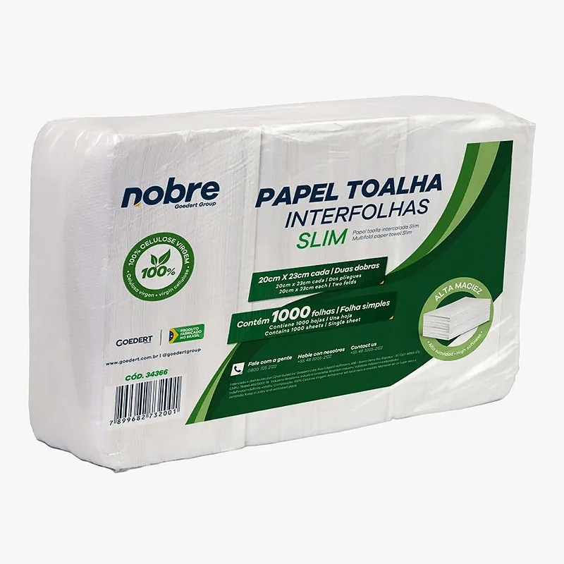 Papel Toalha Interfolhas Slim - 20x23cm - c/1000fls - Nobre - Dutra ...