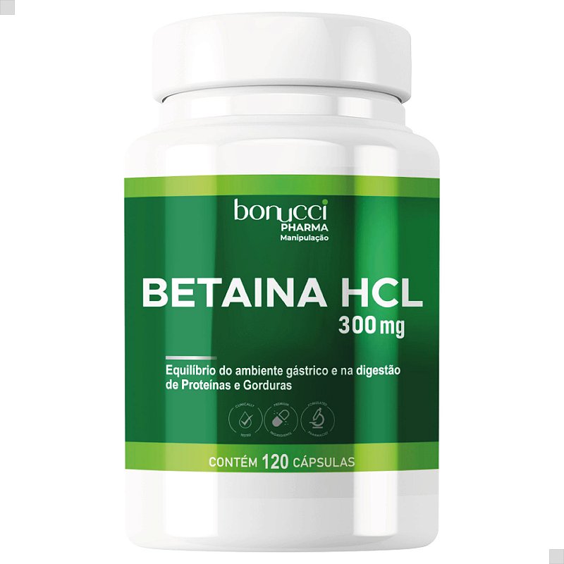 BETAINA HCL 300MG 120 CAPSULAS - Bonucci Pharma