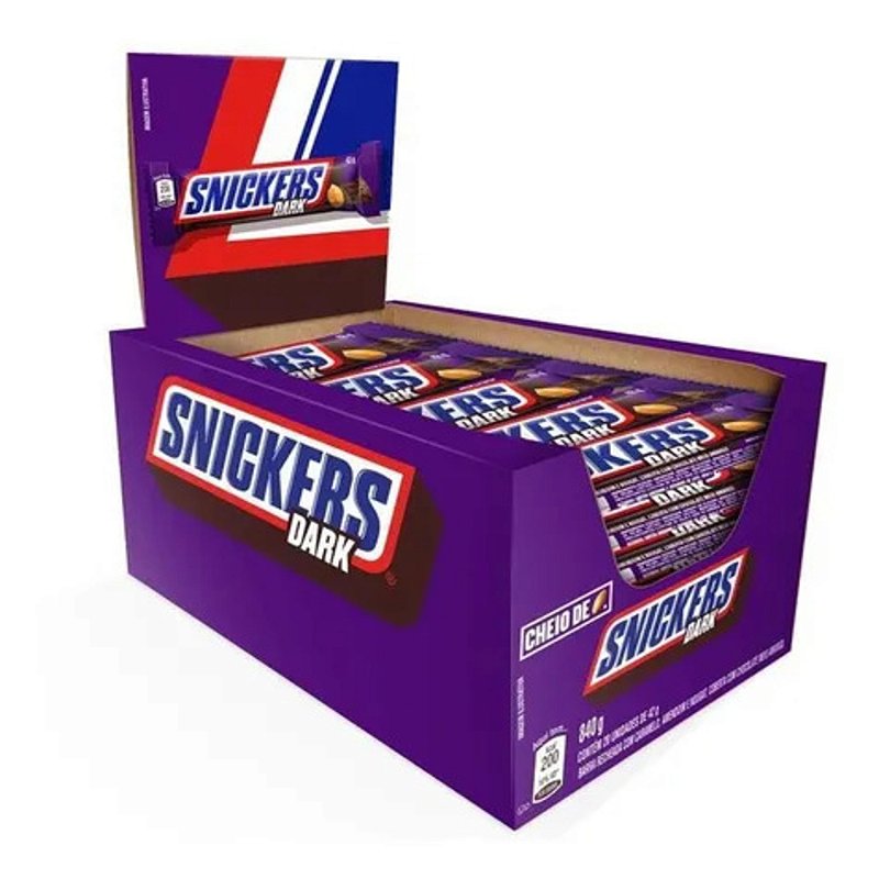 CHOC SNICKERS DARK 20X42GR (12) DP/1 - Distribuidora Brisa Doce LTDA