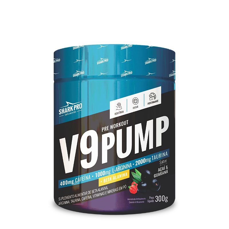 V9-PUMP PRE WORKOUT - PRÉ TREINO 300G SABOR AÇAI&GUARANA - Shark Pro