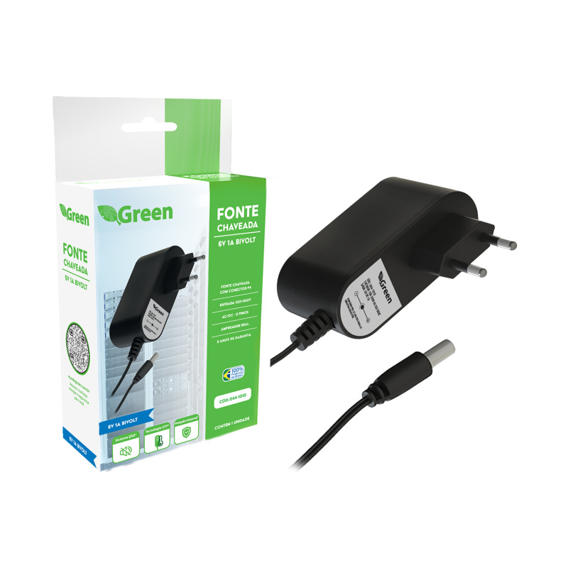 Fonte Chaveada 6V 1A Bivolt - Plug 5,5Mm X 2,1Mm - Mercadão da Informática