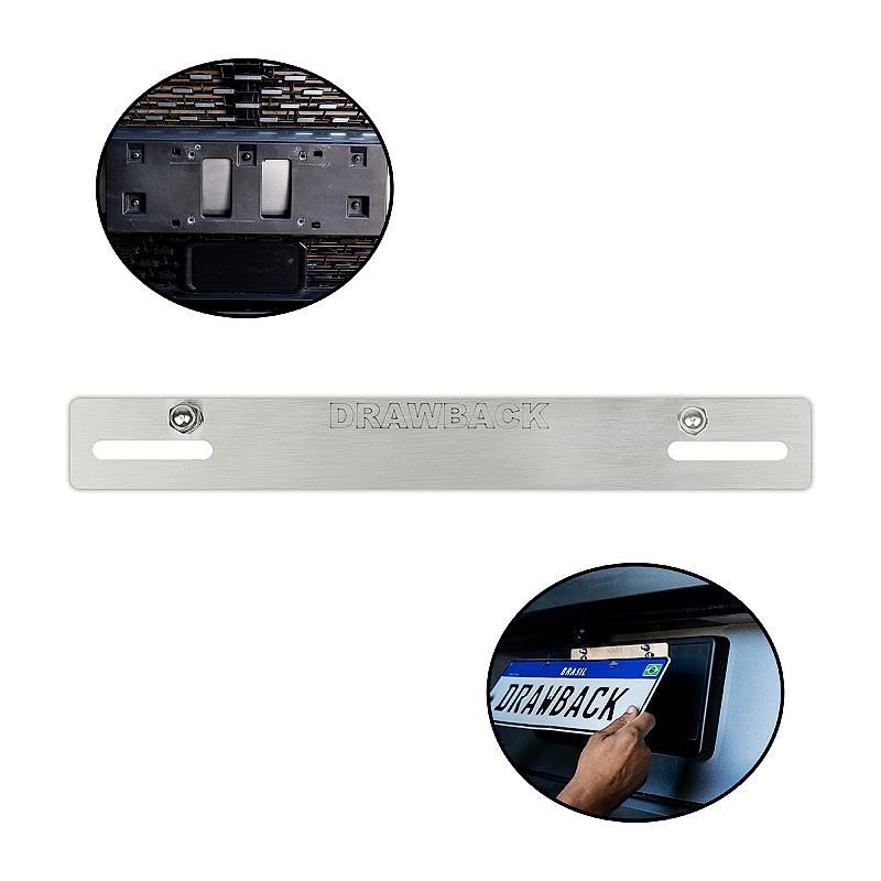 Suporte de Placa Mercosul BYD GAC Drawback Premium Anti-Furto - Drawbackvix