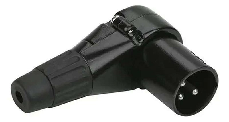 PLUG CANON/XLR MACHO 90 graus PRETO 3 VIAS PROFISSIONAL - CINESTEC