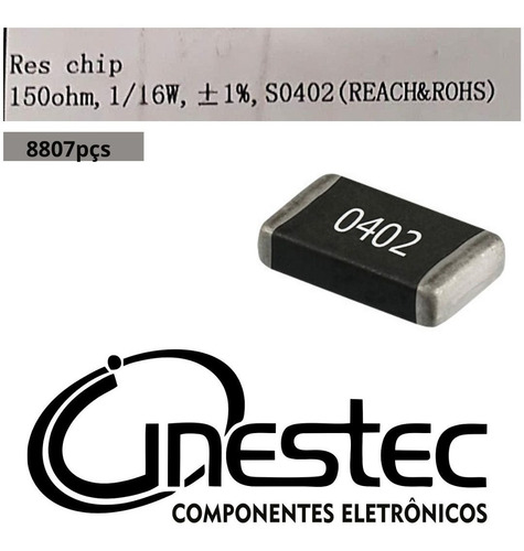 Resistor Smd 0402 - 150r 1/16w 1% - 8807 Unidades - CINESTEC