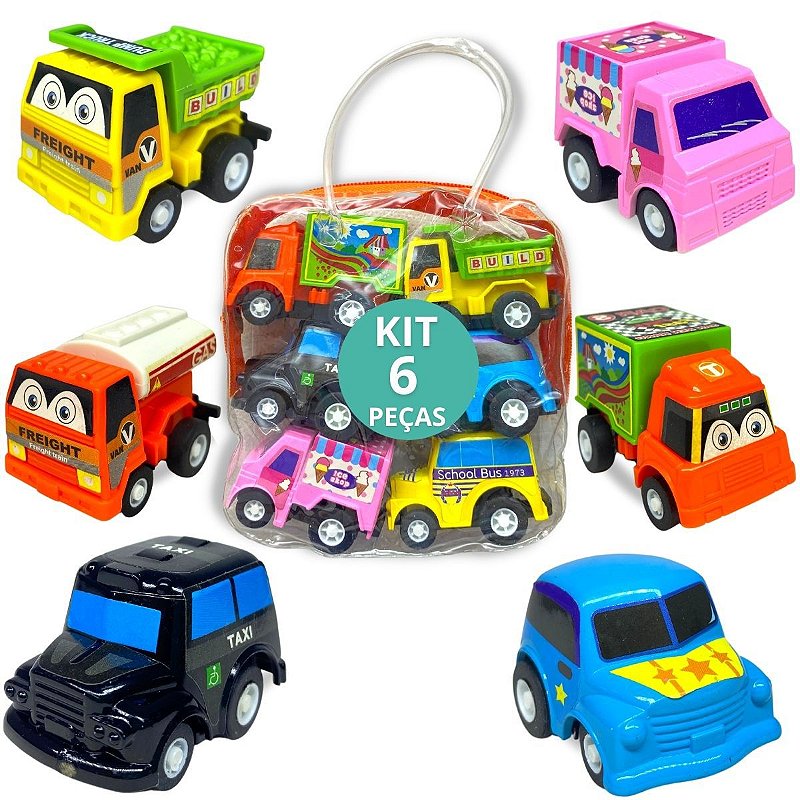 Carrinho De Brinquedo Fricção Kit Com 6 Carros + Bolsinha [F114] - Loja ...