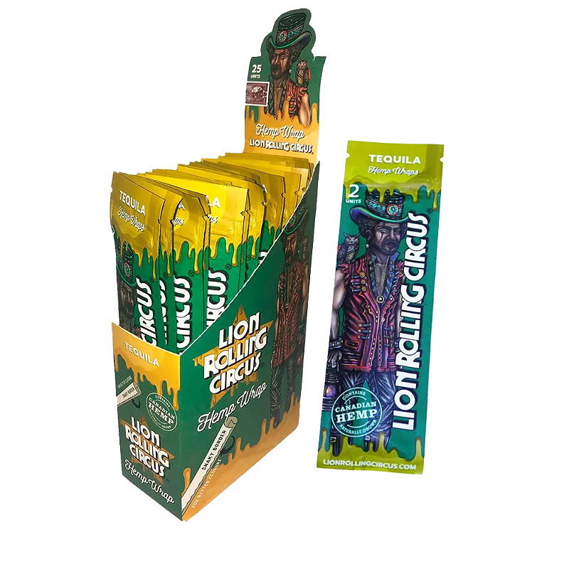 Display Seda Blunt Lion Circus Hemp Wraps Tequila (Caixa com 25un com 2 ...