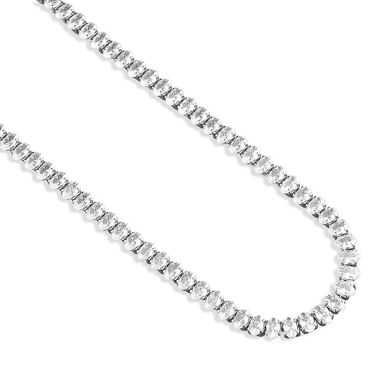 Colar Cravejado Aço e Zircônia Crystal - 45CM - CODE Brincos Masculinos ...