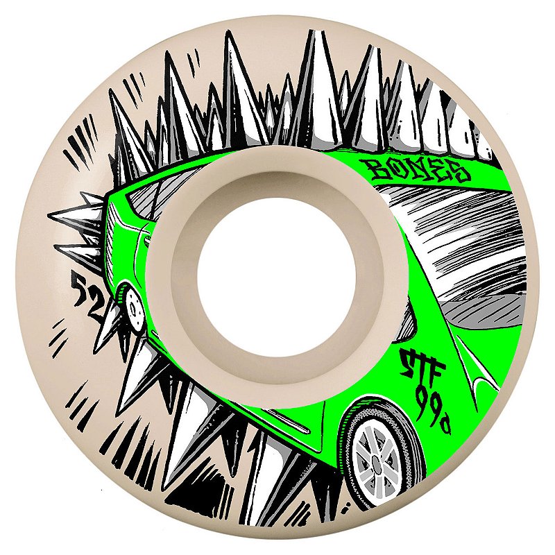 Roda Bones Wheels 52mm V2 Locks STF 99A White - JD Skate Shop