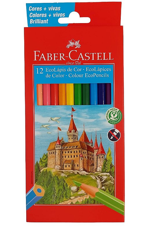 Lápis De Cor Faber-Castell 12 Cores EcoLápis - Papelaria Mapa Mundi