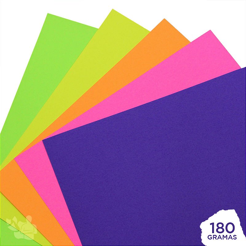 Kit Papel Neon Plus - Mix de Cores - 180g - SupperPapel | 11 anos!