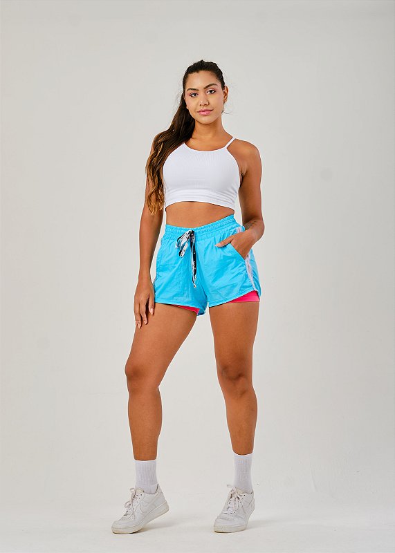 Short Nylon Blue Ice - Fluido Fit