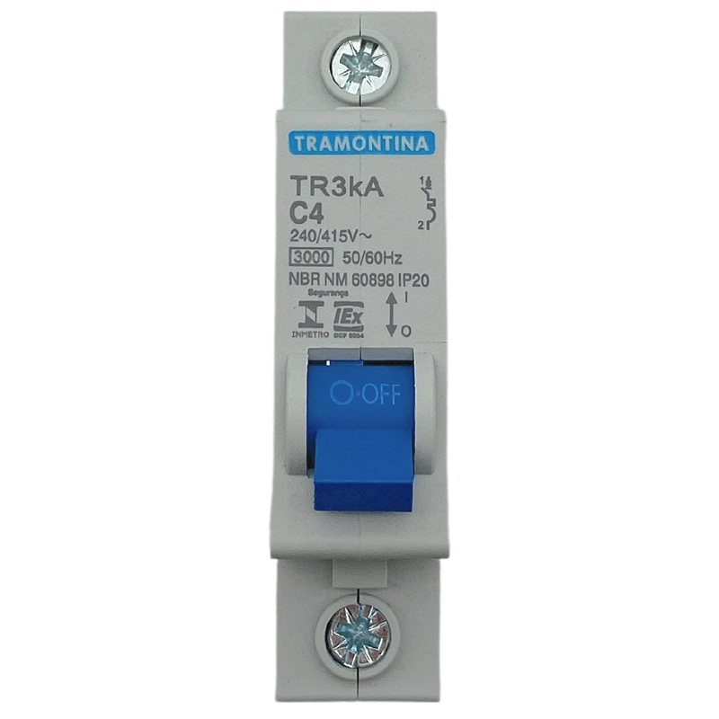 DISJUNTOR MONO DIN TERM TR3KA 1P 4A CURVA C - TRAMONTINA - JS Quality Energy Equipamentos ...