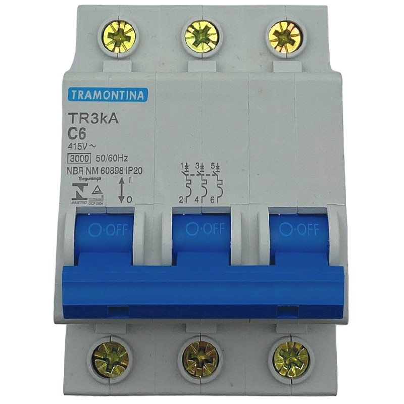 DISJUNTOR TRIP DIN TERM TR3KA 3P 6A CURVA C - TRAMONTINA - JS Quality Energy Equipamentos ...