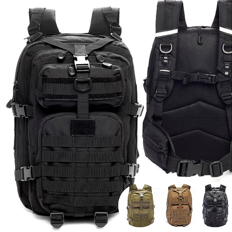 Mochila Tática Super Assault 37L com Bolsa Témica - 600D Impermeável ...