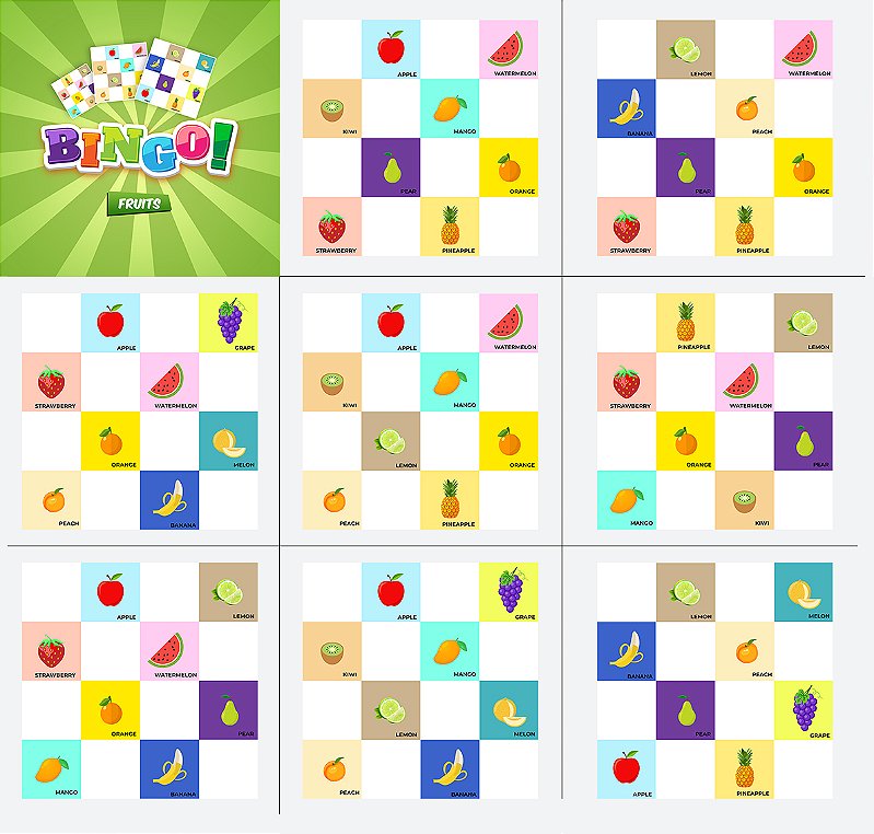 Bingo, Frutas, Ingles, Bingo, Fruits - Brinquedos E Jogos Pedagógicos e ...