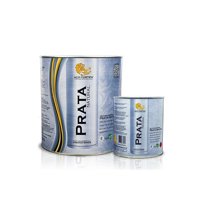 Tinta metálica efeito Prata Natural - base automotiva - kit 3,6L - Aço ...