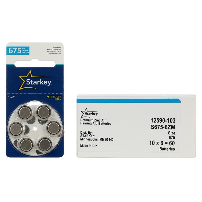 Starkey S675 / PR44 - 10 Cartelas - 60 Baterias para Aparelho Auditivo - SONORAWEB PJ