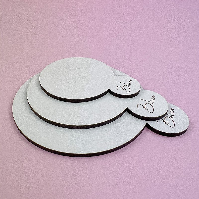 Bases Laminadas em MDF - Kit 50 unidades Branco - Sonho Fino Party And Cake