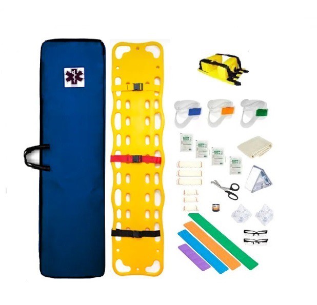 Kit Cipa Com Prancha De Polietileno Capa Azul Com Imobilizador Cabeça Hmc Resgate