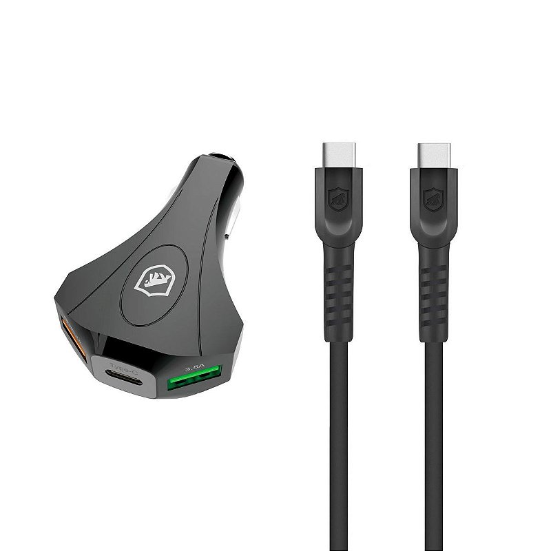 Kit Carregador Veicular Tank e Cabo Dual Shock Tipo C / Tipo C - Gshie ...
