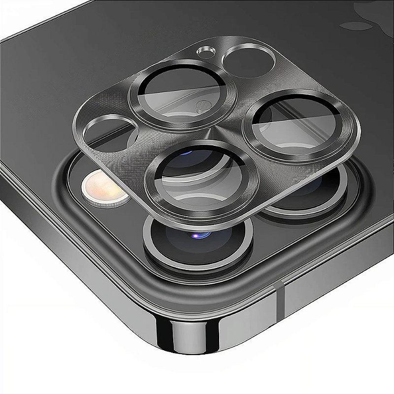 Protetor de lente de câmera de alumínio para iPhone 12 Pro Max - Preta ...