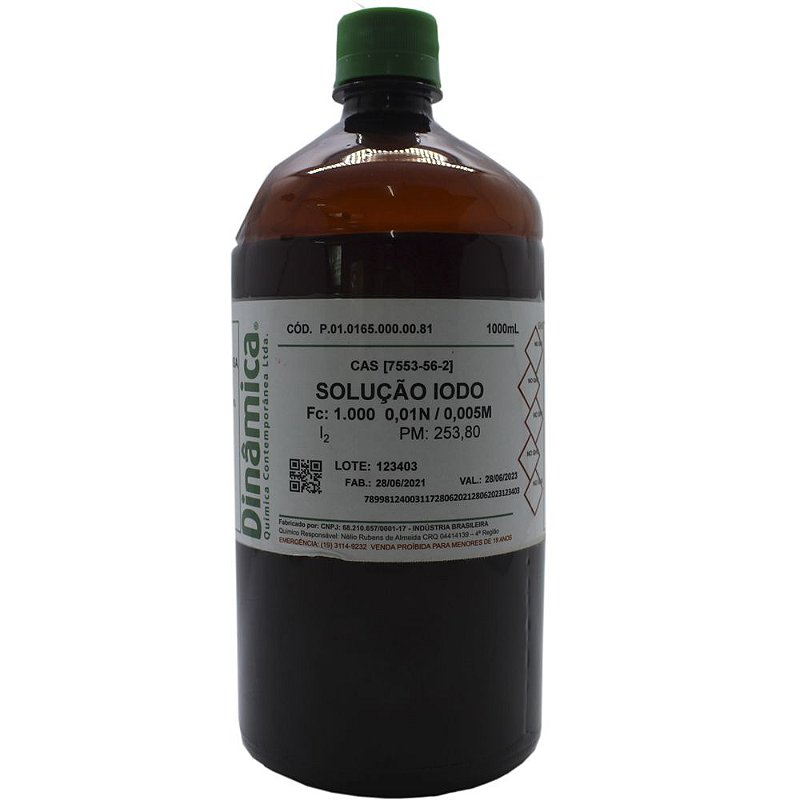 SOLUCAO IODO 0,01N / 0,005M 1L - Didática SP