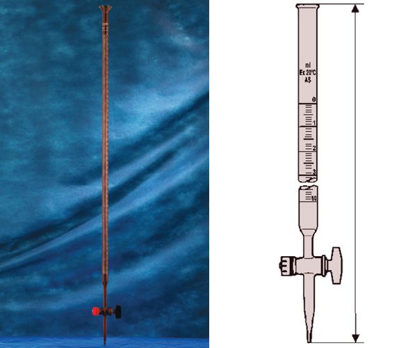 BURETA GRADUADA 25ML ÂMBAR COM TORNEIRA DE VIDRO E FUNIL - Didática SP ...