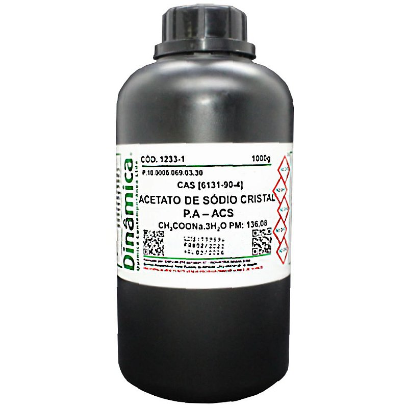ACETATO DE SODIO CRISTAL 3H2O PA 1KG - Didática SP