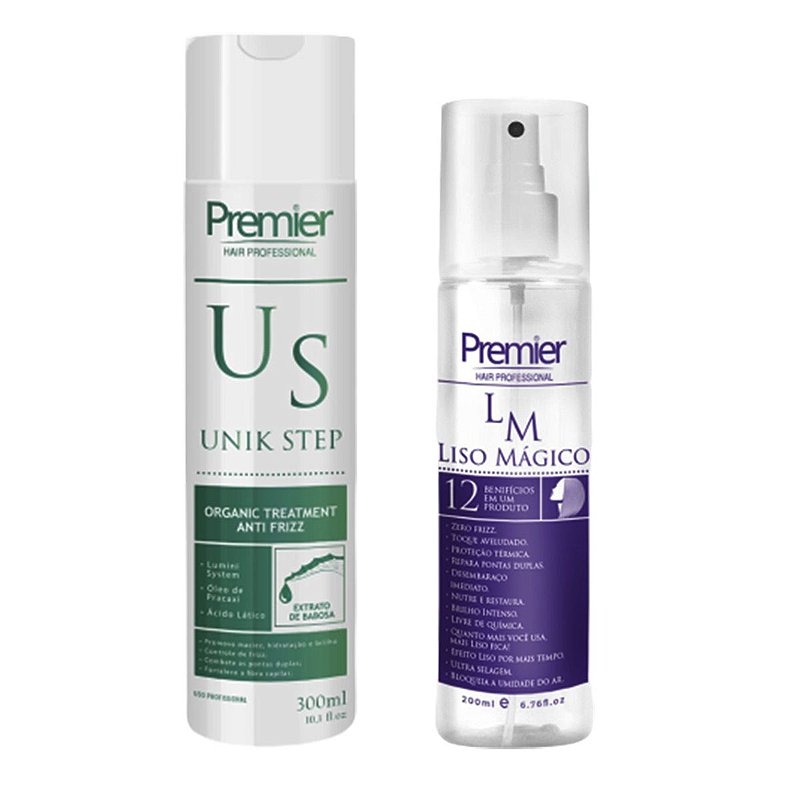 KIT UNIK STEP PROGRESSIVA PASSO ÚNICO SEM FORMOL 300mL + LISO MÁGICO 2 ...