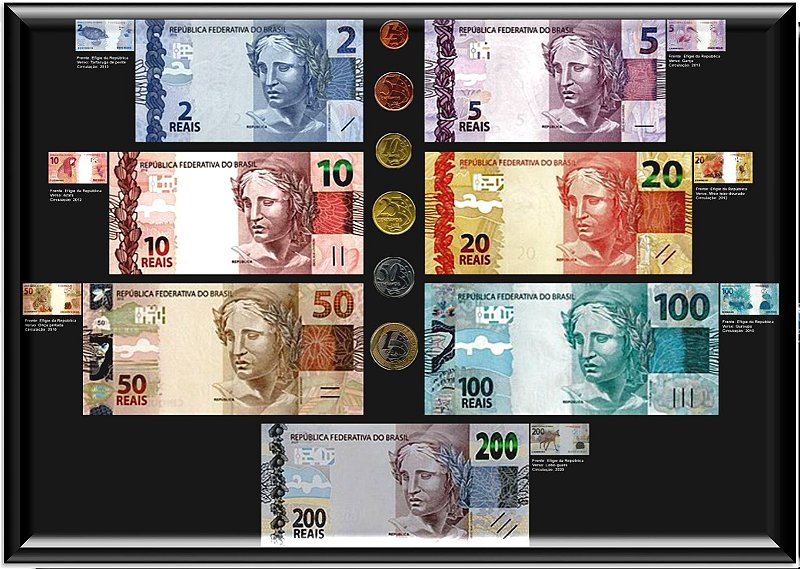 Quadro Expositor Cédulas Moedas Segunda Familia Plano Real - MoedaRara Numismática