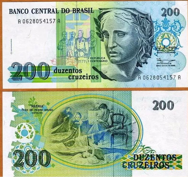 Cédula Brasil 200 Cruzeiros Fe - MoedaRara Numismática