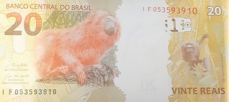 Cédula 20 Reais IF (Guedes/R.Campos) FE - MoedaRara Numismática