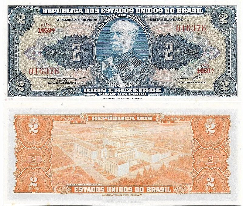 Cédula Brasil 2 Cruzeiros 1958 Fe C016 - MoedaRara Numismática