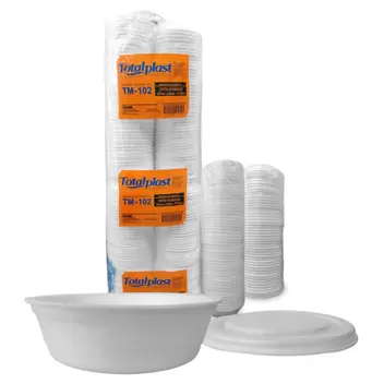 Kit Marmitex EPS C/Tampa 187x52mm 750ml c/10 Unidades - EmbalaMix Rio
