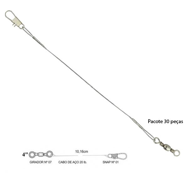 Piraputanga Pesca - Empate Leader Chicote Marine Sports Níquel 4", 30p ...