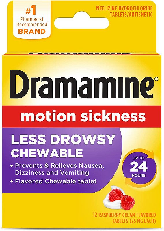 Dramamine All Day Less Drowsy Motion Sickness Relief Raspberry Cream F ...