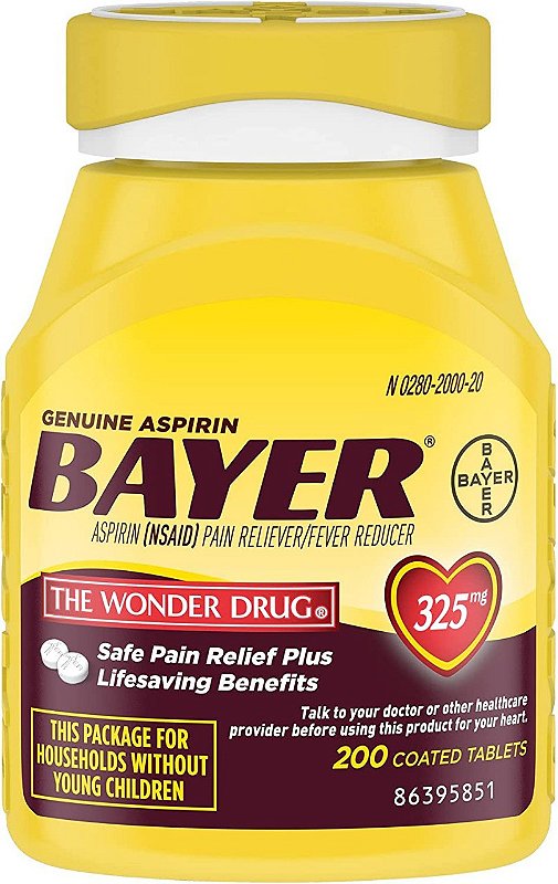 Bayer Genuine Aspirin Coated Tablets Pain Reliever and Fever Reducer ...
