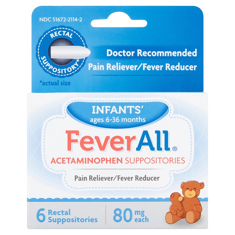 Fever All Acetaminophen Suppositories Infants' Ages 6-36 Months 6UN ...
