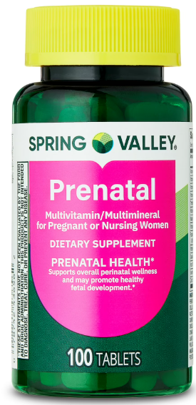 Spring Valley Prenatal Multivitamin/Multimineral for Pregnant and Nurs ...
