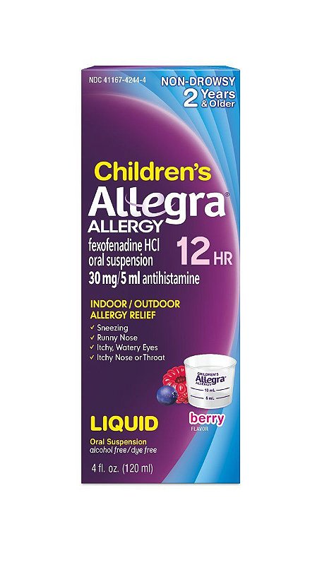 Allegra Children's 12 Hour Allergy Relief 30mg Oral Suspension Berry ...
