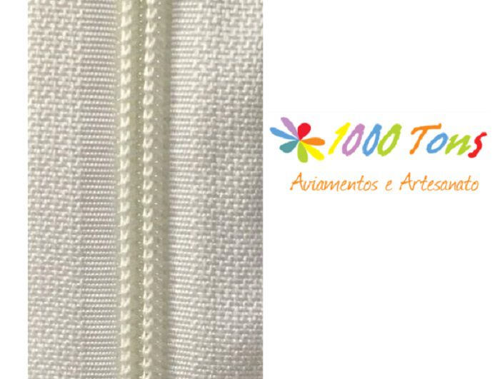 ZÍPER POR METRO Nº 5 GROSSO - BRANCO - 1000 Tons - Artigos para Patchwork