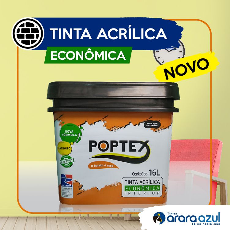 Tinta Acrílica Econômica Poptex - Arara Azul