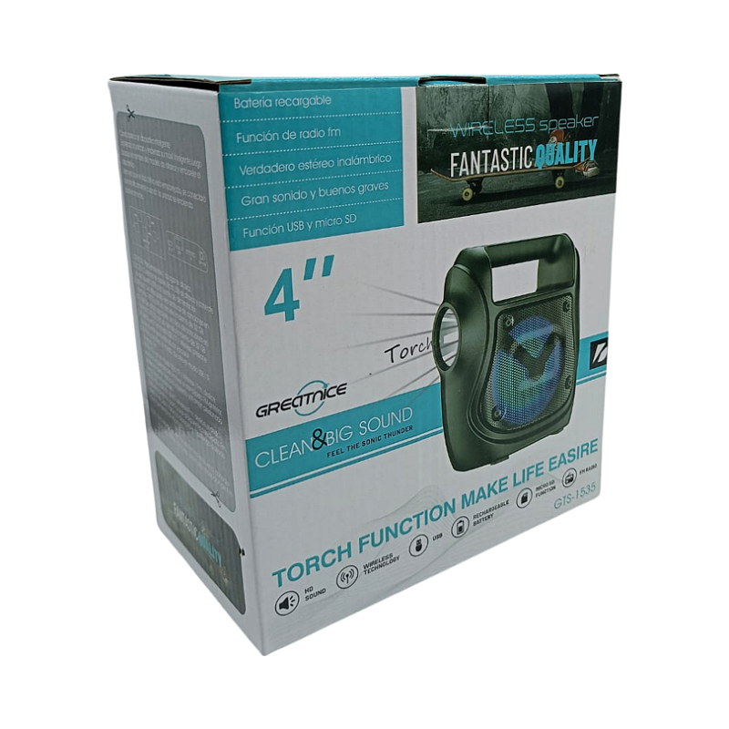 MINI CAIXA DE SOM 10W 4" BLUETOOTH C/ LANTERNA FANTASTIC QUALITY - GTS-1535 - Mais Eletrônicos ...