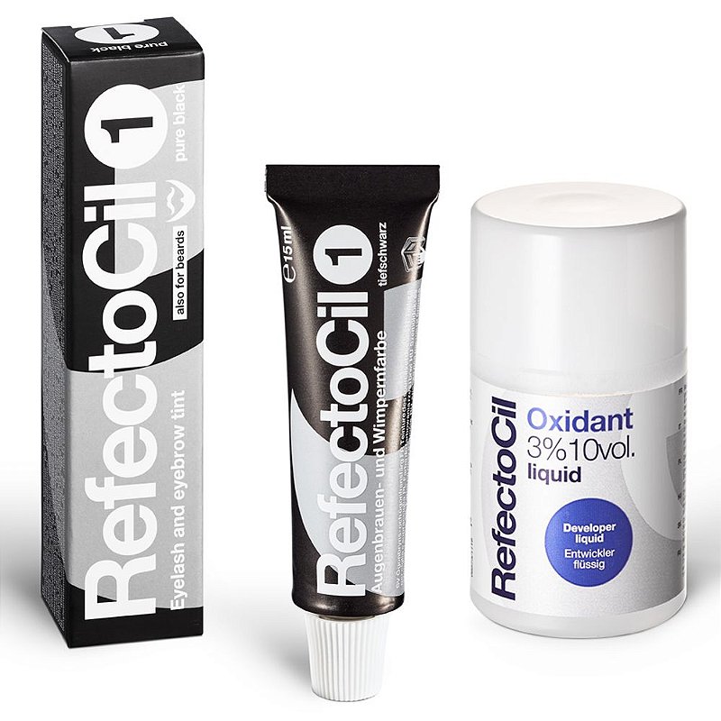 Kit Refectocil 1 Tinta Preto N°1 15ml + 1 Oxidante 100ml - Dermomix ...