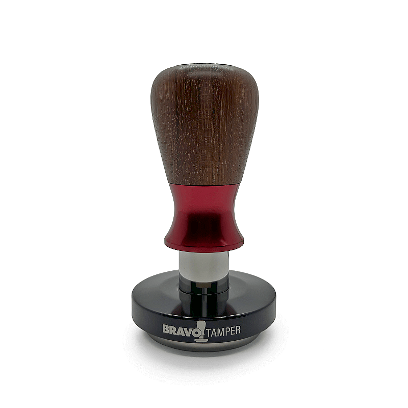Tamper Bravo de Madeira Maracatiara | Punho Vermelho | Base Preto Bril ...