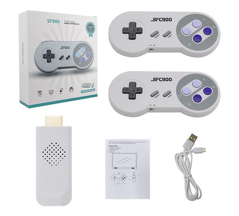 Game Stick SF900 Pen Drive Gamer com jogos do Super Nintendo SNES e NES ...