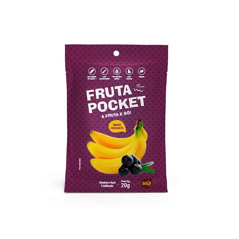 Fruta Pocket Banana e Açaí Liofilizado - 20g - Solo Snack - Casa do ...