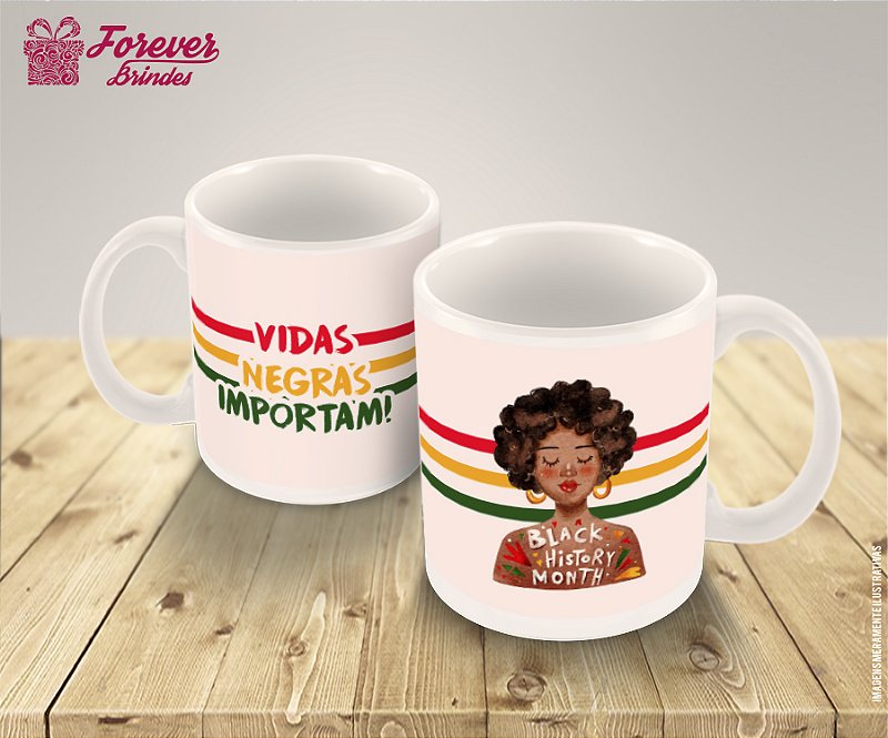 Caneca de Porcelana Personalizada Consciência Negra - FOREVER BRINDES